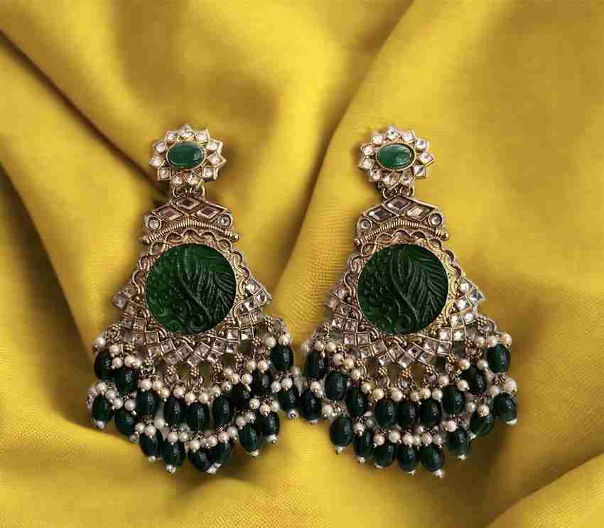 Dark green colour earrings store