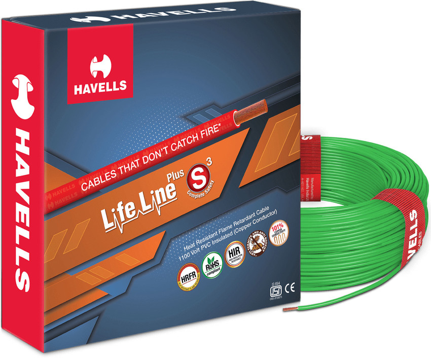 HAVELLS HRFR PVC 2.5 sq mm Green 90 m Wire Price in India Buy HAVELLS HRFR PVC 2.5 sq mm Green 90 m Wire online at Flipkart