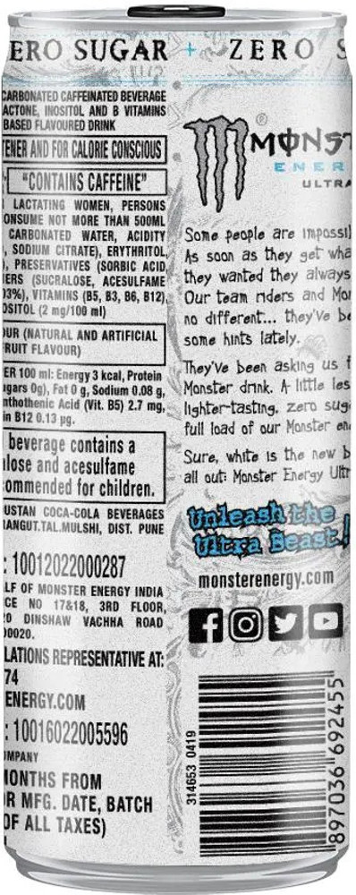 Original Monster Nutrition Facts Monster Zero Sugar Energy Drink Ultra