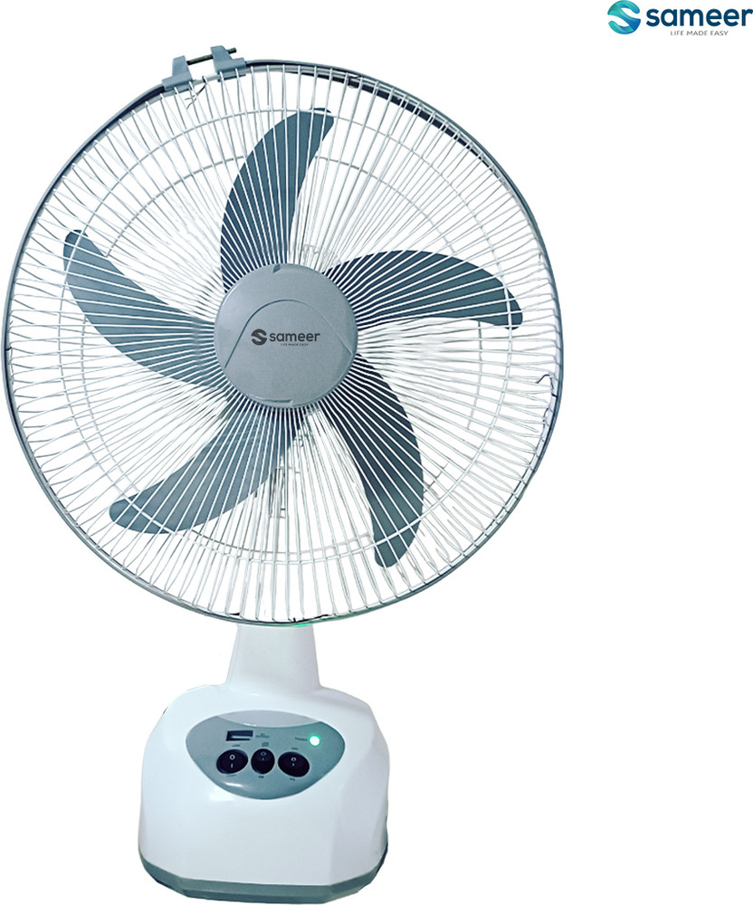 Sameer Air Master 16 Inch Solar Rechargeable AC DC FAN 300 mm 5 Blade Table Fan Price in India Buy Sameer Air Master 16 Inch Solar Rechargeable AC DC FAN 300 mm 5