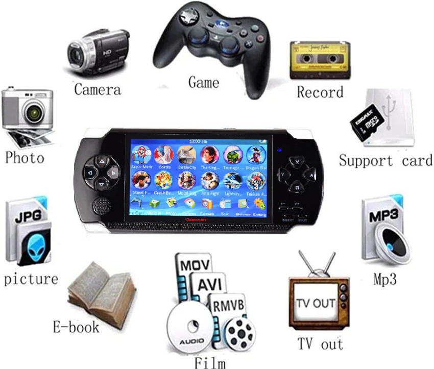 Gameson PSP Built in Games MP4 Player Tv Out Portable Game Console With 10000 4 GB with Mario Contra Mustafa Tekken 3 etc. Price in India Buy Gameson PSP Built in Games MP4