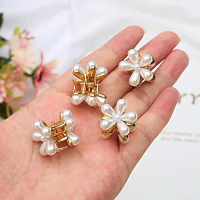 SUKAINA TRENDS Small Pearl Flower Hair Claw Gold Hair Accessories for Women Girls 10 pc Hair Claw Price in India Buy SUKAINA TRENDS Small Pearl Flower Hair Claw Gold Hair Accessories