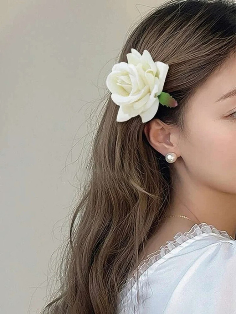 MICLAC White Rose women hair clips Small artificial white rose flower hair clip 1pcs Hair Clip Price in India Buy MICLAC White Rose women hair clips Small artificial white rose flower hair clip