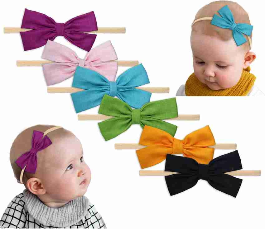 VAGHBHATT 6 Pack Baby Girls Nylon Headbands Newborn Bows Handmade Hair Bows Hairbands Hair Accessories for Newborn Infant Toddlers Kids LingingBow 3 1 Hair Band Price in India Buy VAGHBHATT 6 Pack Bab...