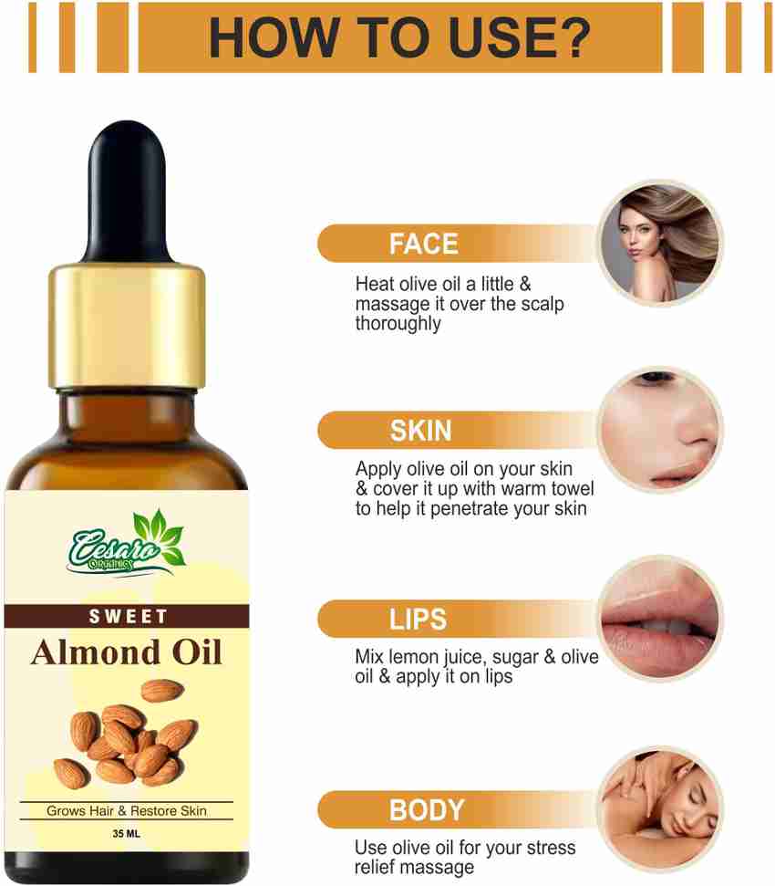 Cesaro Organics Cold Pressed Sweet Almond Oil For Skin Hair Oil Price in India Buy Cesaro Organics Cold Pressed Sweet Almond Oil For Skin Hair