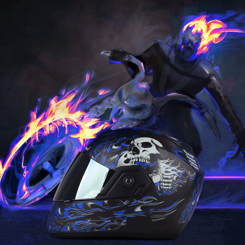 Ghost Rider Skull Blue 2x Blue Flaming Skull Ghost Rider Logo Car Door