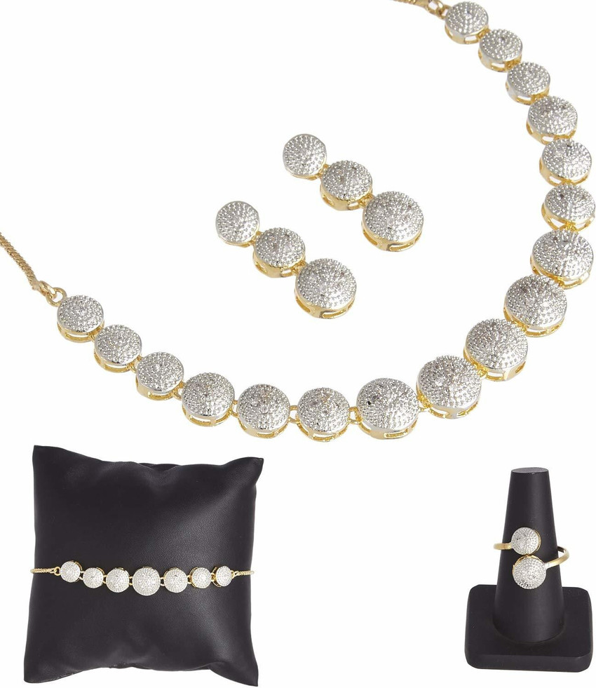 Navya COLLECTION Alloy Gold plated White Jewellery Set Price in India Buy Navya COLLECTION Alloy Gold plated White Jewellery Set Online at Best Prices in India Flipkart