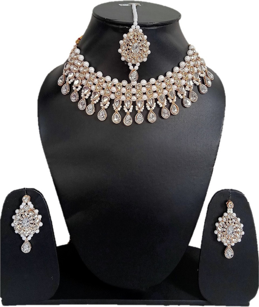 Valusha Metal Silver White Jewellery Set Price in India Buy Valusha Metal Silver White Jewellery Set Online at Best Prices in India Flipkart