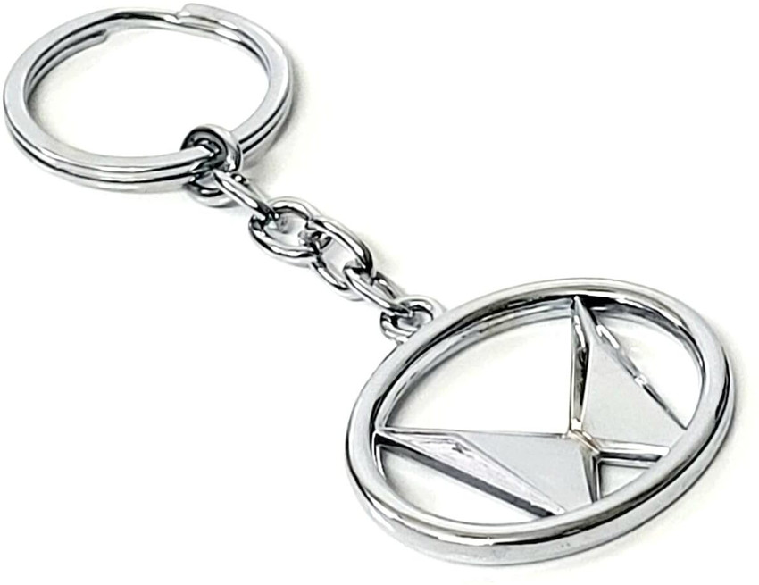 Key Chain Logo BMW New Metal Car Logo Key Shinny Titanium & Leather