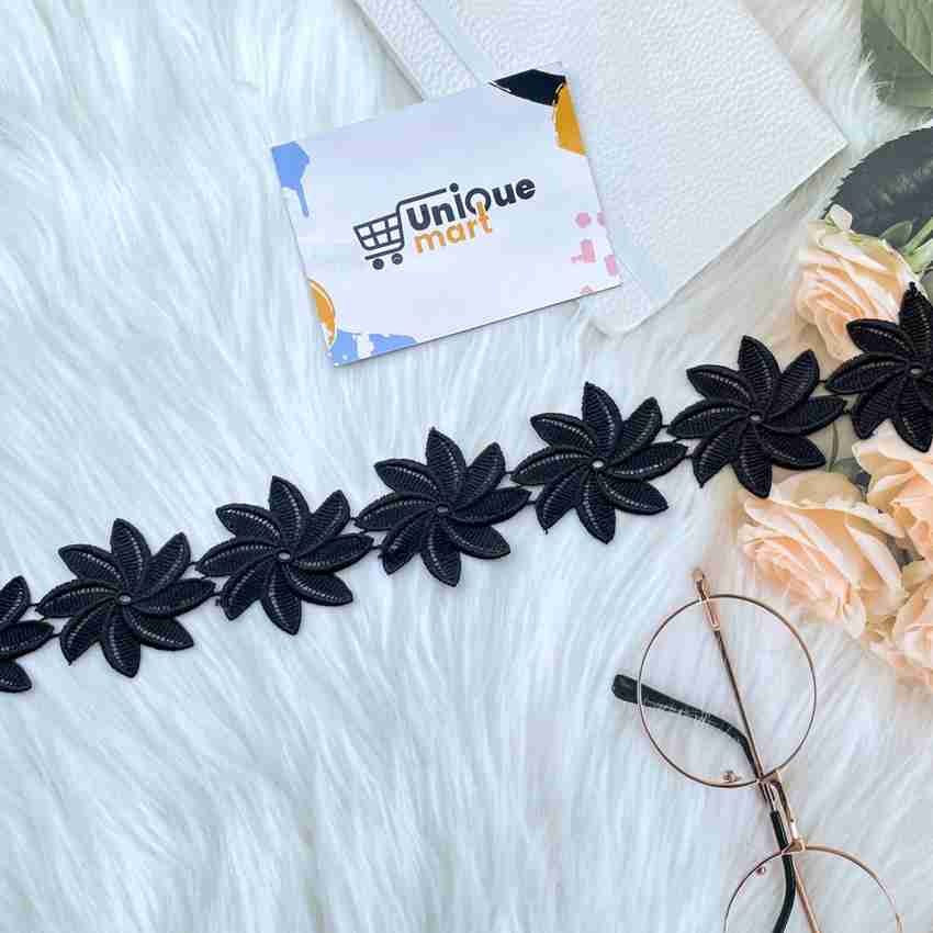 Black Flower Lace Border Flower Corner Border Black White Stock