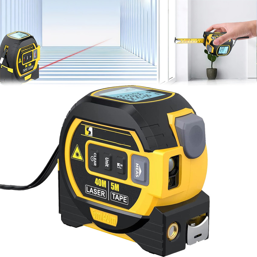 Wiska 40m Digital Measuring Tape Automatic Measurement Distance Meter Laser Level Line 3 in 1 Digital Measuring Tape Device Electronic Distance Meter Tool Machine Magnetic Engineer s Precision Level P...