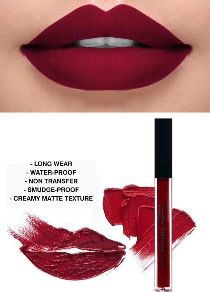Dark red matte liquid lipstick store