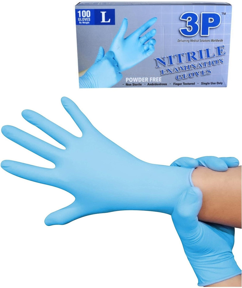 3P Blue Nitrile L Powder free Non Sterile all purpose medical everyday use Nitrile Examination Gloves Price in India Buy 3P Blue Nitrile L Powder free Non Sterile all purpose medical everyday use
