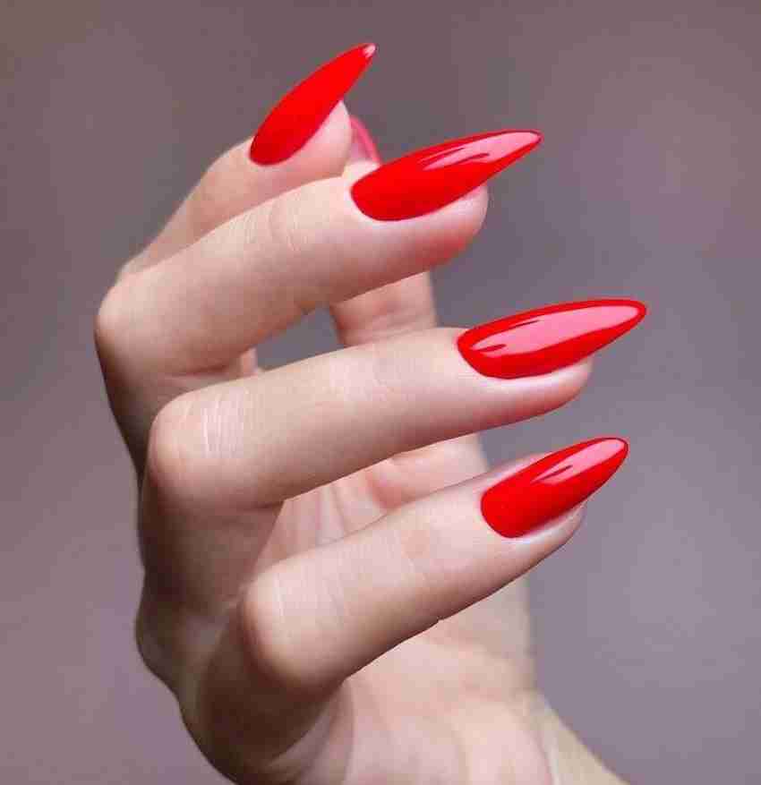 Matte Red Stiletto Nails