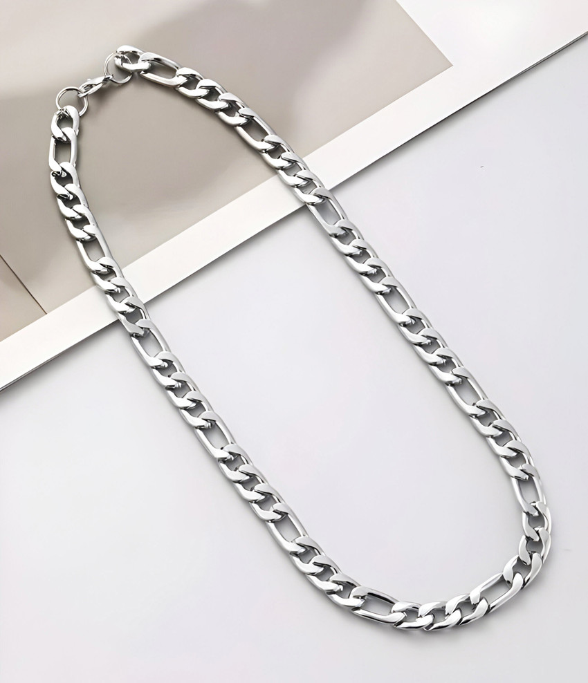Minprice 100 Stainless Steel Silver Figaro 8mm Thick Heavy Neck Chain Stainless Steel Chain Price in India Buy Minprice 100 Stainless Steel Silver Figaro 8mm Thick Heavy Neck Chain Stainless Steel