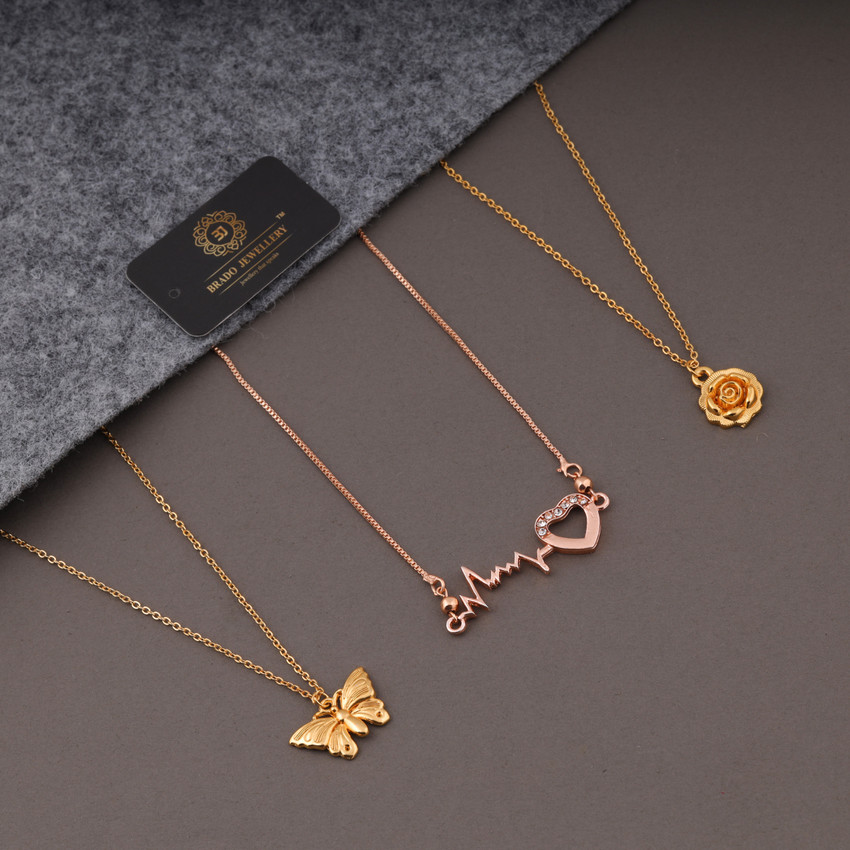 brado jewellery Brado Jewellery Combo of 3 Necklace Pendant Chain for Women and girls Gold plated Plated Alloy Necklace Price in India Buy brado jewellery Brado Jewellery Combo of 3 Necklace Pendant