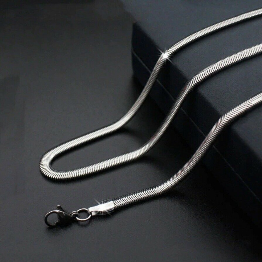 SILVERISH 2MM Flat Silver Chain for Men and Women Platinum Plated Silver Chain 22 inch Platinum Plated Stainless Steel Chain Price in India Buy SILVERISH 2MM Flat Silver Chain for Men