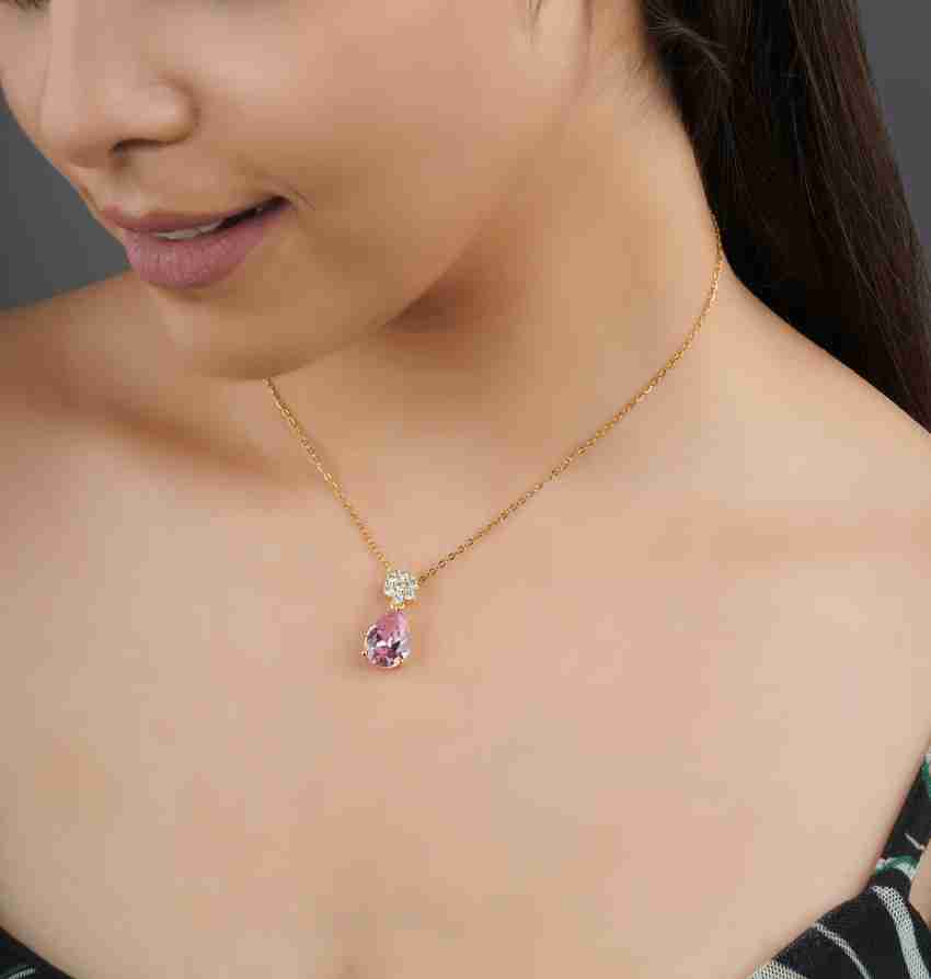 BISHTY Pink stone pendant Anti Tarnish chain girls women Valentine s day Gift Onyx Gold plated Plated Stainless Steel Chain Price in India Buy BISHTY Pink stone pendant Anti Tarnish chain girls women
