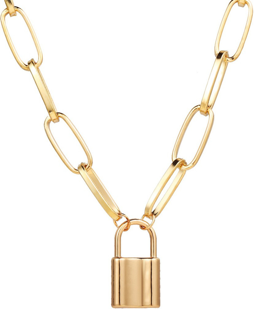 TheVineGirl Designer Lock Pendant Chain Necklace For Girls And Women Gold plated Plated Alloy Necklace Price in India Buy TheVineGirl Designer Lock Pendant Chain Necklace For Girls And Women Gold plat...