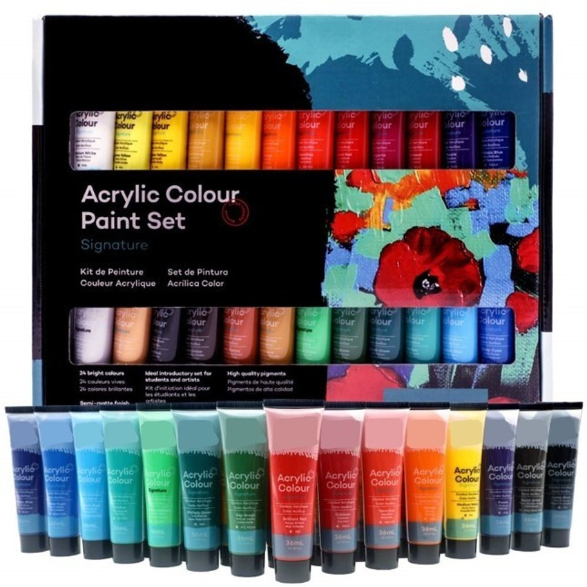 Flipkart Authentic Store Acrylic Paint Set 24 Colours 36ml Perfect for Canvas Wood Fabric Leather Cardboard Paper MDF and Crafts ACRYLIC PAINT