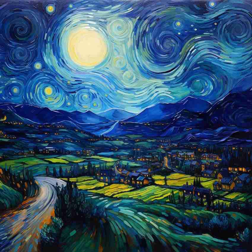jadoun The Starry Night Digital painting Photo Frame Digital Reprint 12 inch x 8 inch Painting Price in India Buy jadoun The Starry Night Digital painting Photo Frame Digital Reprint 12