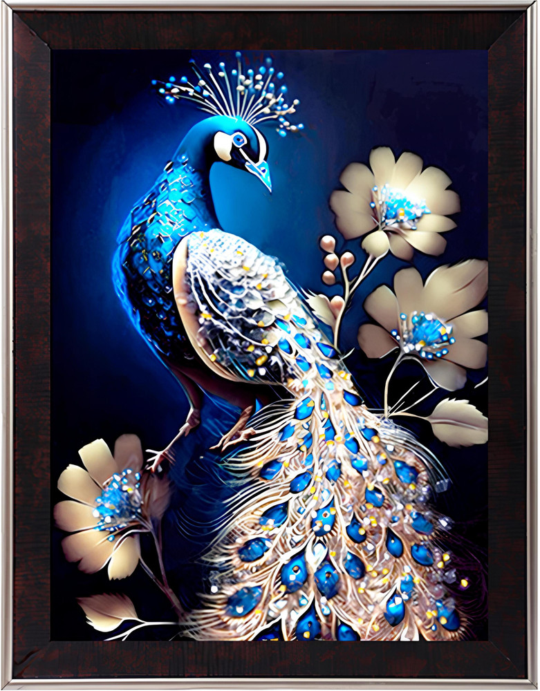 Art Amori Crystal embedded Blooming Flowers Elegant Peacock Glass Print 20 inch x 14 inch Painting Price in India Buy Art Amori Crystal embedded Blooming Flowers Elegant Peacock Glass