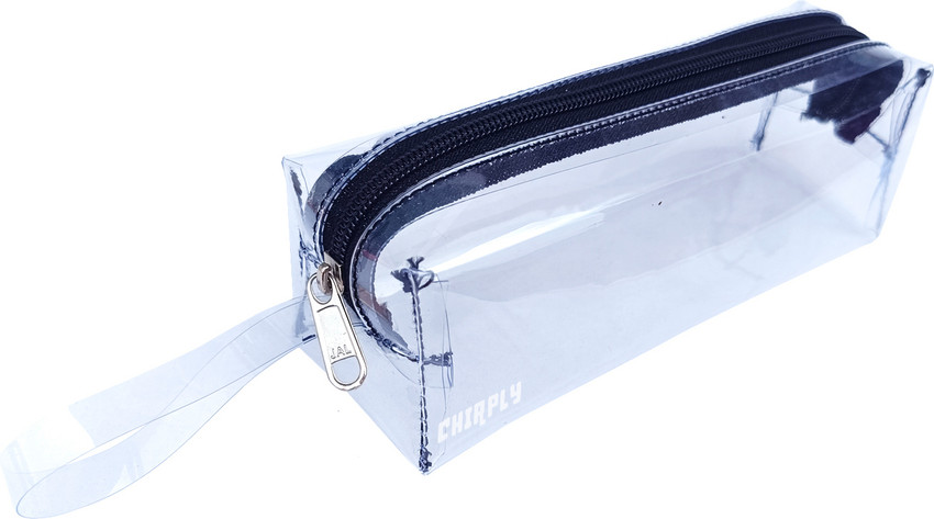 Flipkart CHIRPLY Transparent Pencil Pouch for Girls Boys for School Plastic Clear Pouch Case with a Zipper Makeup Kit Bag for Kids Stationery Box Art Plastic Pencil Box Pouch