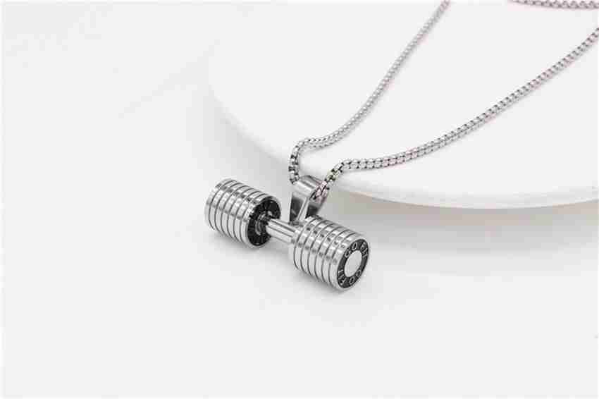 MYKI Gym Inspiration Dumbbell Pendant With Chain For Men Boys Silver Sterling Silver Stainless Steel Pendant Price in India Buy MYKI Gym Inspiration Dumbbell Pendant With Chain For Men