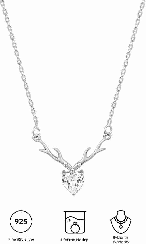 GIVA 925 Silver Anushka Sharma Deer Heart Necklace Lifetime Plating 6 Month Warranty Rhodium Zircon Sterling Silver Pendant Price in India Buy GIVA 925 Silver Anushka Sharma Deer Heart Necklace Lifeti...