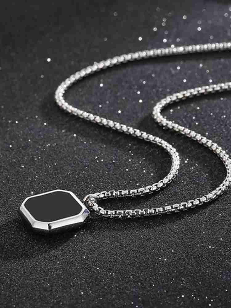 Oomph Black Stainless Steel Rectangle Pendant Necklace Chain For Men Boys Silver Beads Stainless Steel Pendant Price in India Buy Oomph Black Stainless Steel Rectangle Pendant Necklace Chain For Men