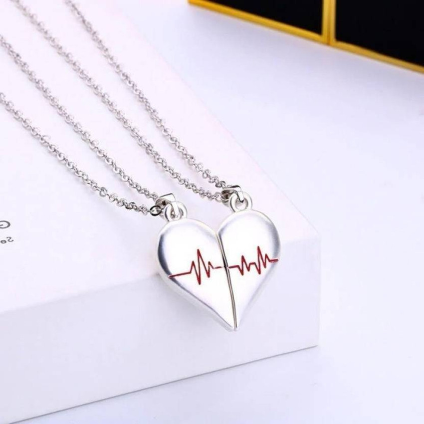 zebisco Attraction Couples Matching Magnetic Necklaces heartbeat Pendants Locket Silver Alloy Stainless Steel Locket Price in India Buy zebisco Attraction Couples Matching Magnetic Necklaces heartbeat...