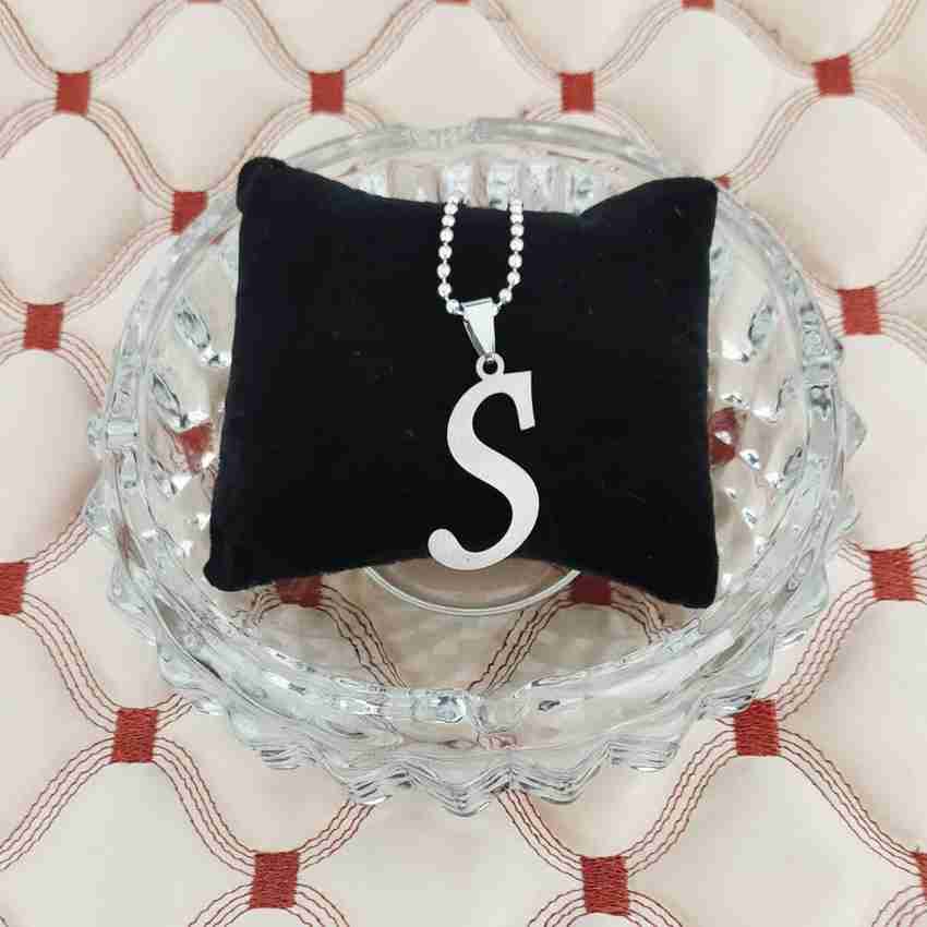 De Ultimate Silver Name English Alphabet S Letter Pendant Locket Necklace With Ball Chain Stainless Steel Pendant Price in India Buy De Ultimate Silver Name English Alphabet S Letter Pendant Locket Ne...