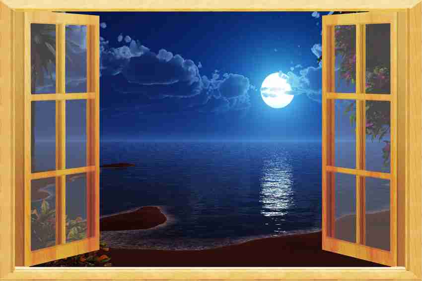 Window Full Moon Painting