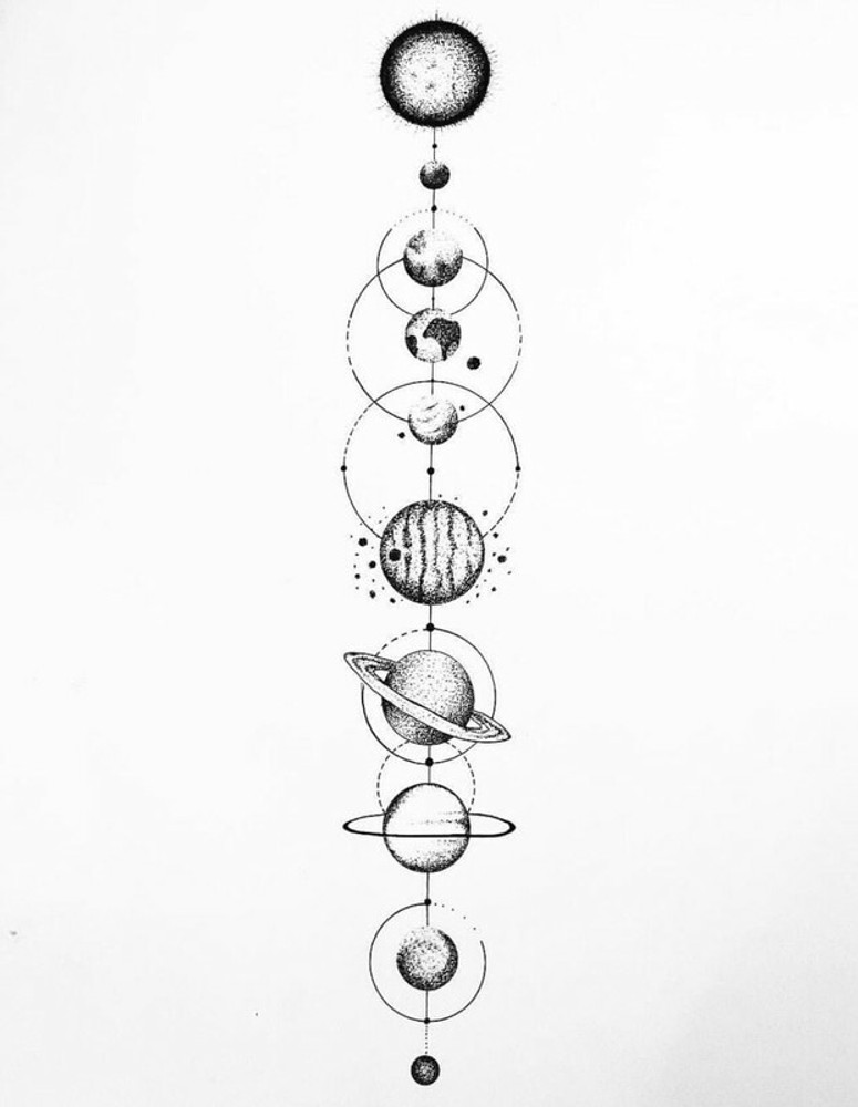 Solar System Silhouette Tattoo