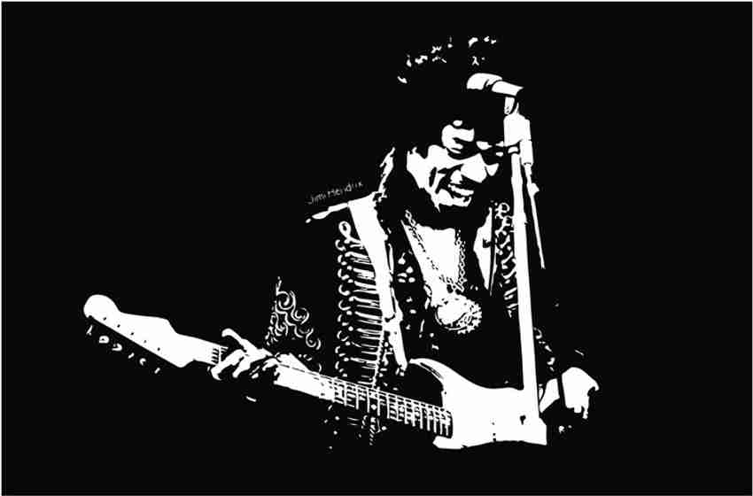 Jimi Hendrix Black White Design Jimi Hendrix Poster Print Music