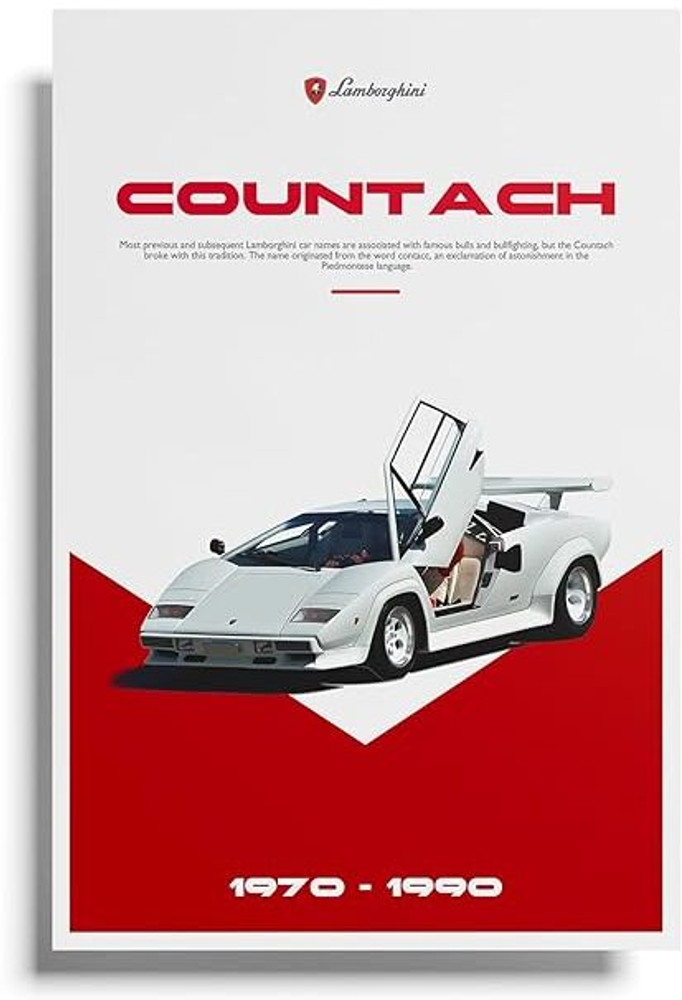 Lamborghini Countach Poster LAMBORGHINI COUNTACH VINTAGE POSTER