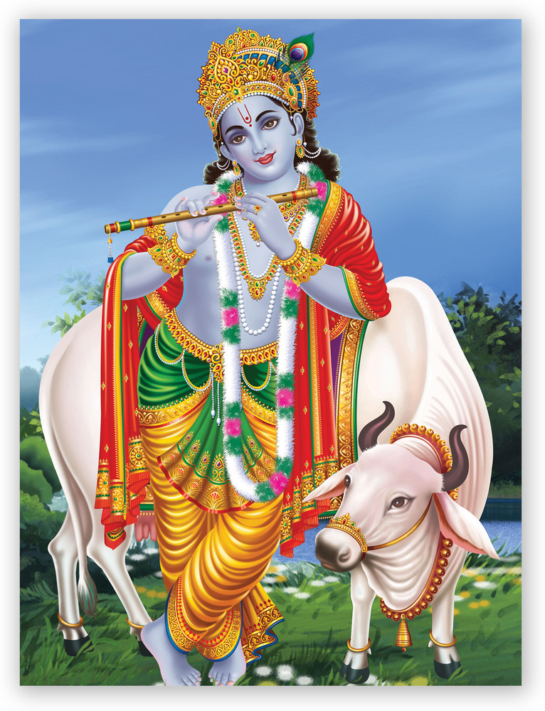 Krishna Playing Flute In Print