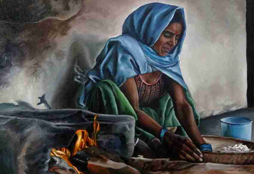 Indian Village Cooking Women Wall Poster Print on Art Paper 13x19 Inches Paper Print Art Paintings posters in India Buy art film design movie music nature and educational paintings wallpapers