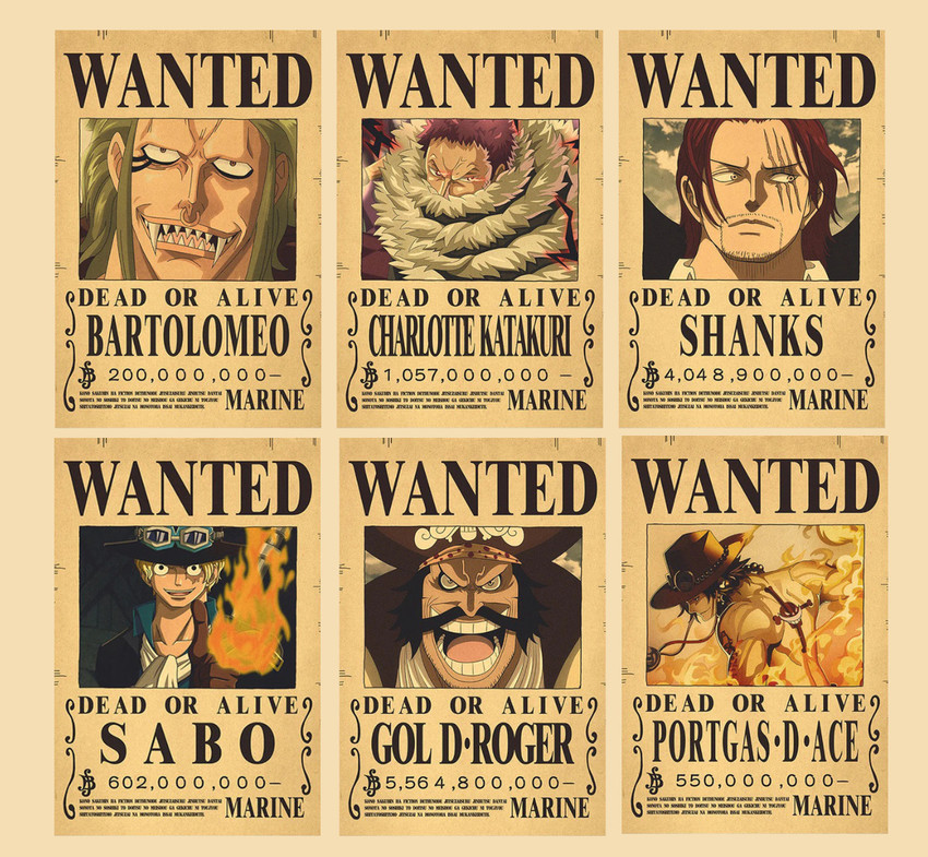 One Piece Wanted Posters Ace Anime One Piece Reward Series Retro Kraft