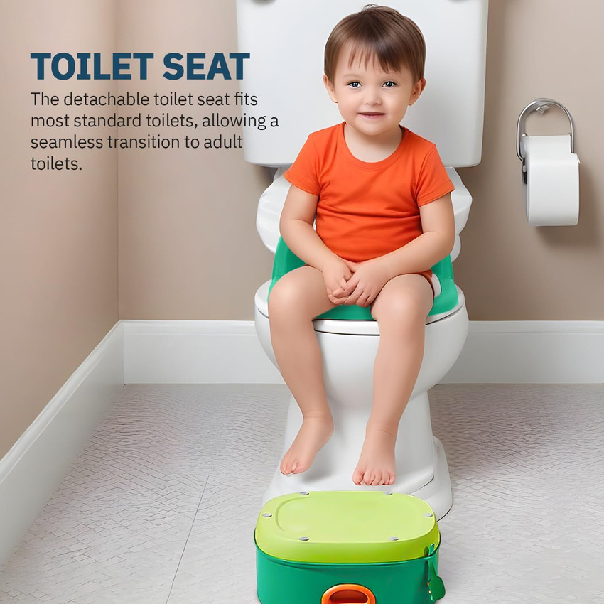 Toilet seat with potty seat store