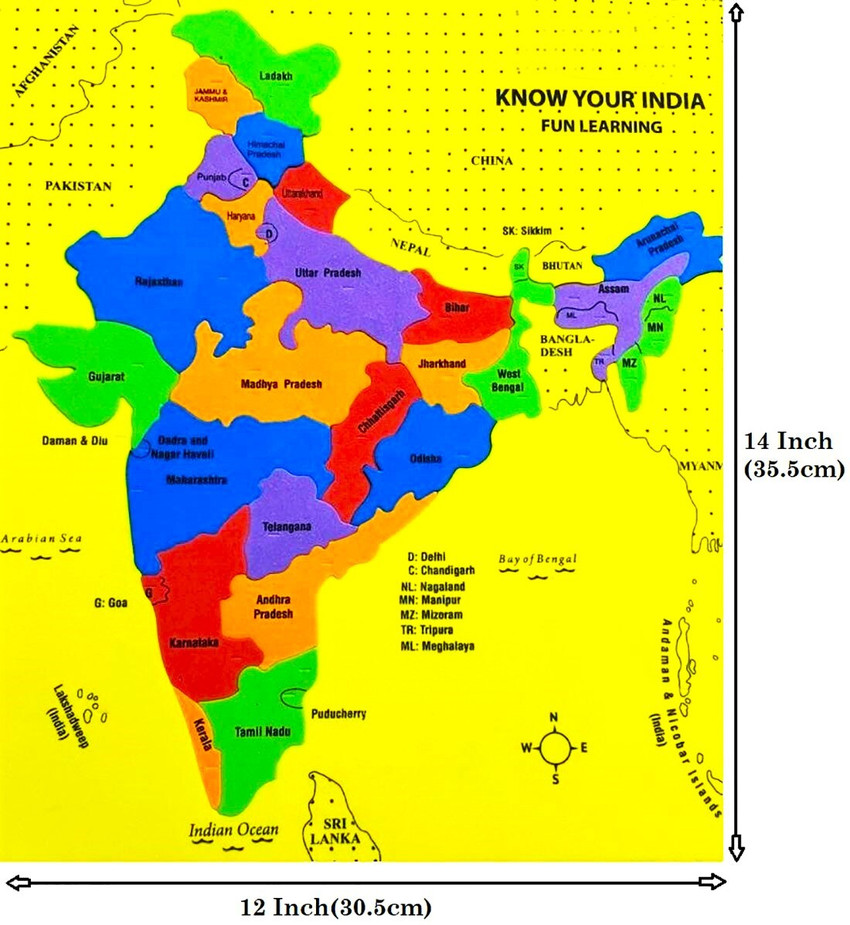 Map Of India States Union Territories And Capitals