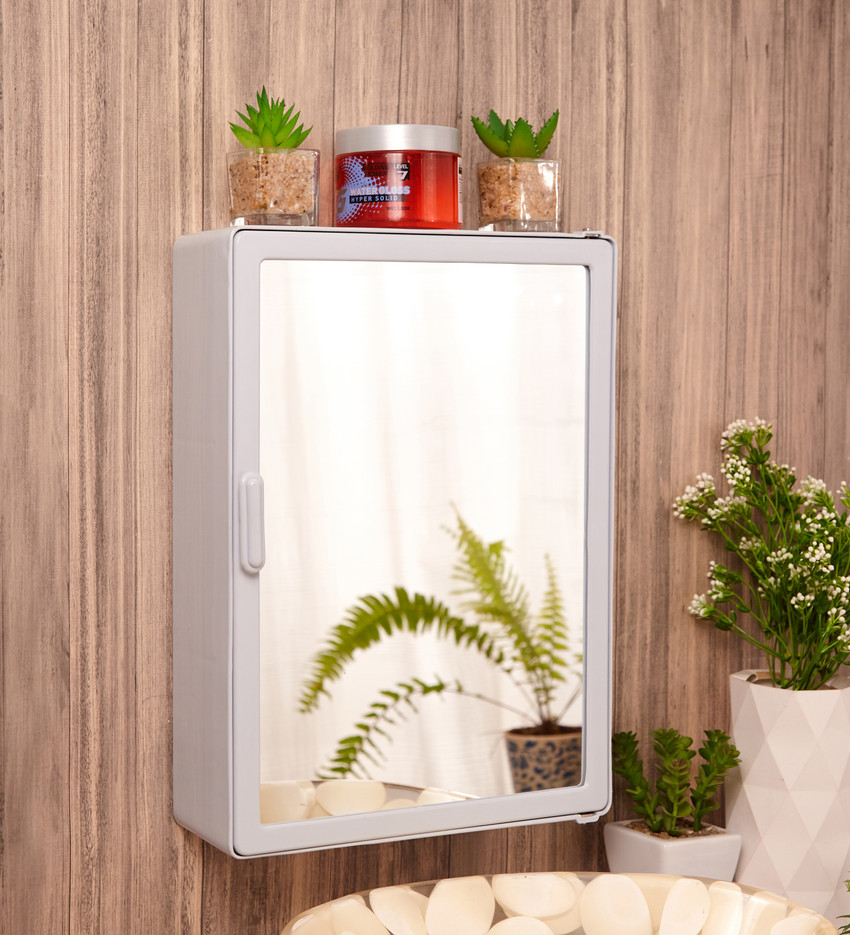 Zahab Bathroom Cabinet With Mirror Organizer Big Size 12x4x16 inch grey Plastic Wall Shelf Price in India Buy Zahab Bathroom Cabinet With Mirror Organizer Big Size 12x4x16 inch grey Plastic Wall