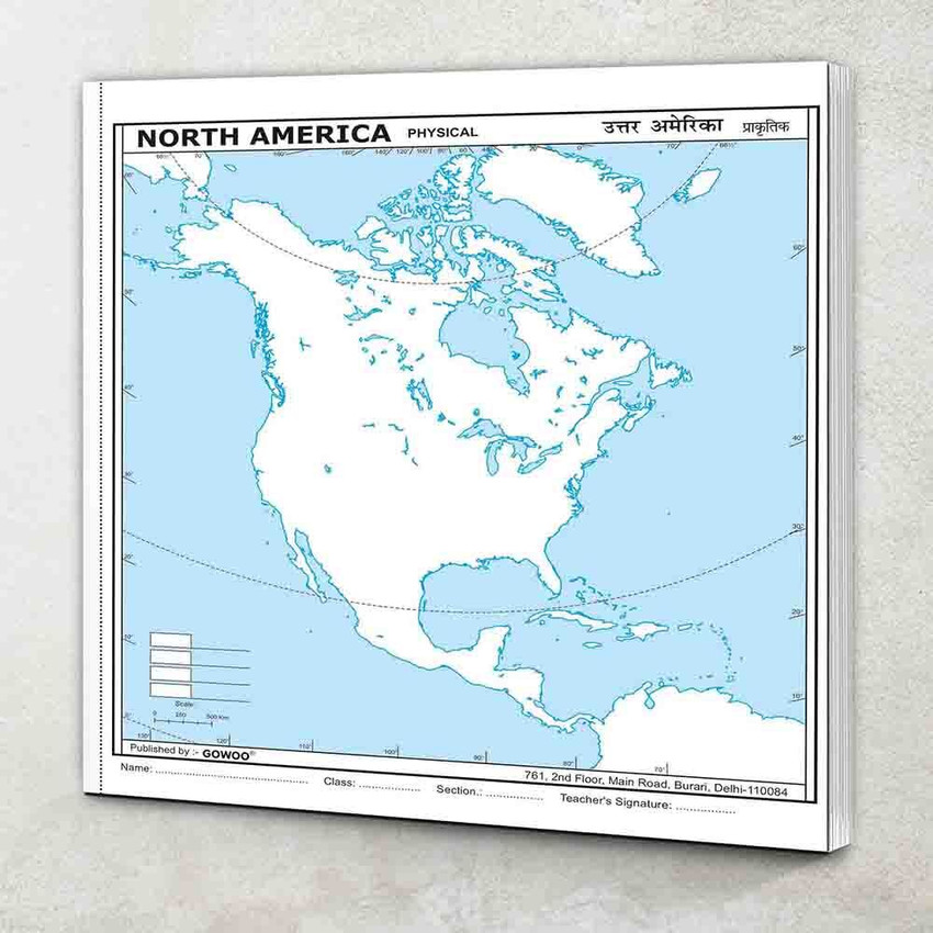 Blank Physical Map Of Usa North And Central America: Countries
