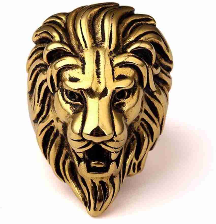 vien Vinatge Lion s Head Ring For Mens Boys 1 pc Gold Stainless Steel Gold Plated Ring Price in India Buy vien Vinatge Lion s Head Ring For Mens Boys 1