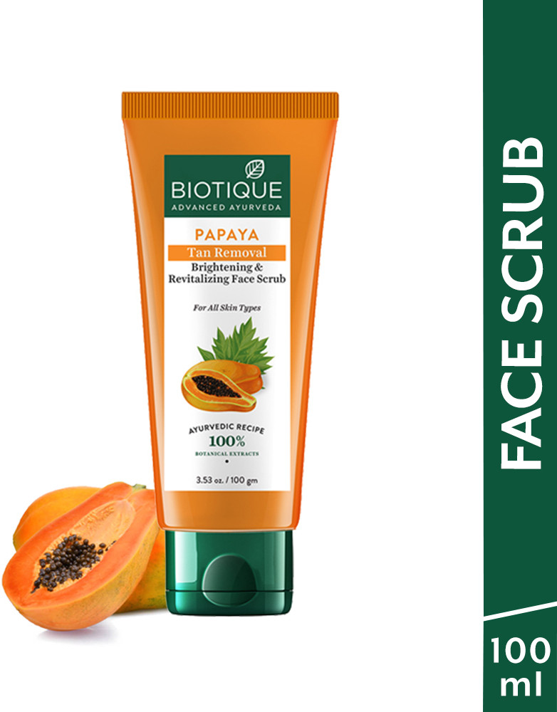 BIOTIQUE Papaya Tan Removal Skin Brightening Face Scrub Gentle Exfoliation All Skin Types Scrub