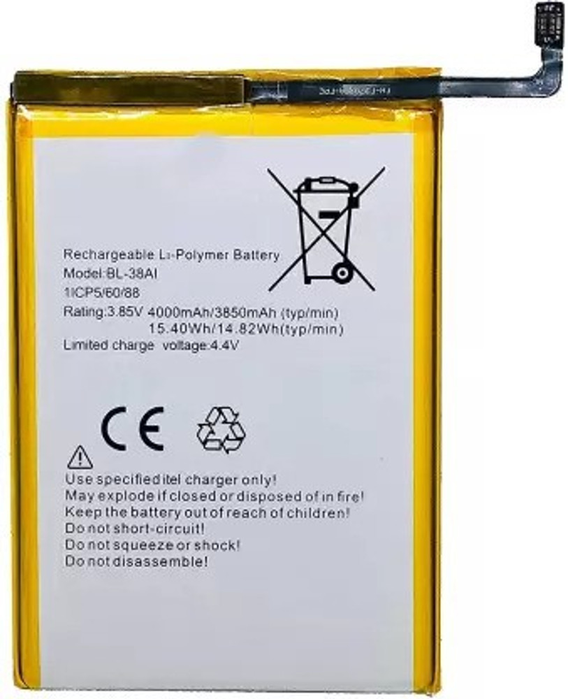 RAPPER Mobile Battery For Itel BL 38AI P32 A44 Power A52 P51 P33 Plus 4000mAh Price in India Buy RAPPER Mobile Battery For Itel BL 38AI P32 A44 Power A52 P51 P33 Plus 4000mAh online at Flipkart