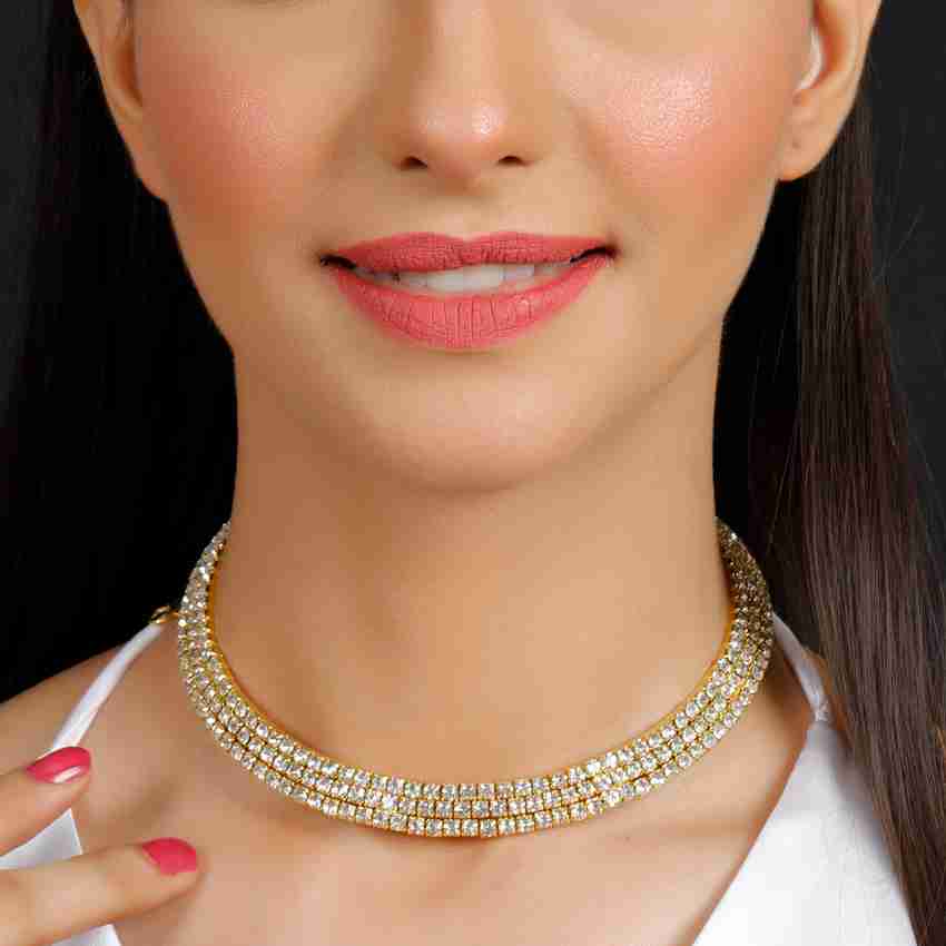 Diamond stud choker necklace store