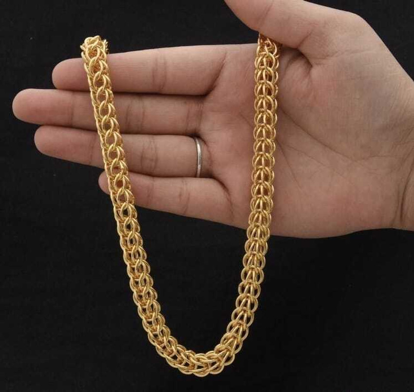 LABHUBAMON 1 gram Stylish Heavy Golden Neck Men Chain 20 Inches Gold plated Chain Set Gold plated Plated Brass Chain Price in India Buy LABHUBAMON 1 gram Stylish Heavy Golden Neck Men Chain