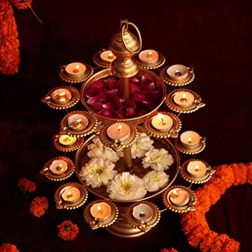 Diya Decoration With Flowers