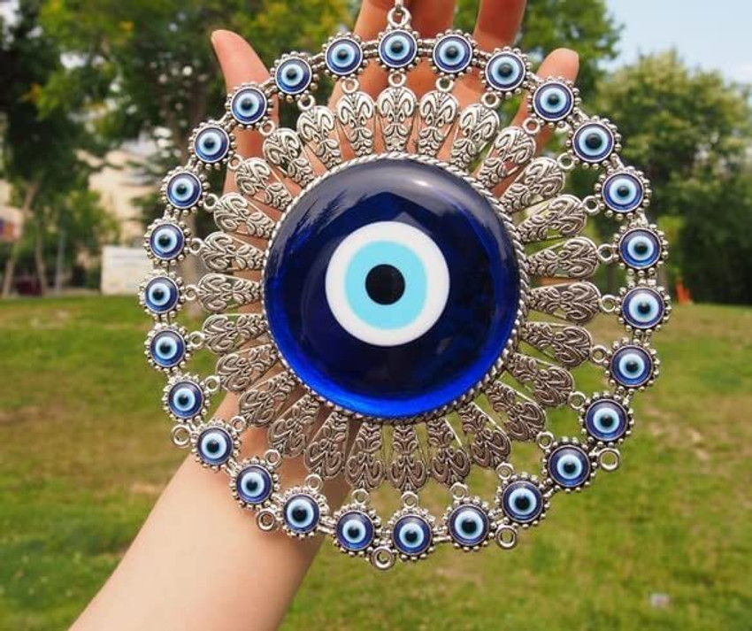 9tees Mart Fengshui Vastu Blue Color Evil Eye Wall Hanging Prevent Bad Energy Nazar Battu Decorative Showpiece 25 cm Price in India Buy 9tees Mart Fengshui Vastu Blue Color